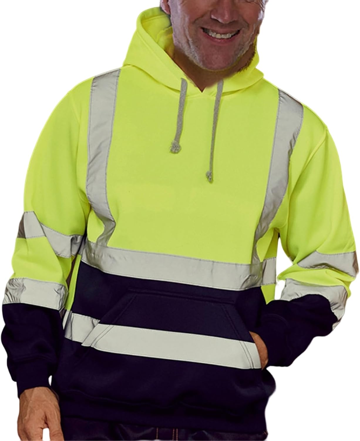 Amazon.com: RSZGSWS Men's Reflective Safety Hoodies High Visibility Sweatshirts Pullover Long ...