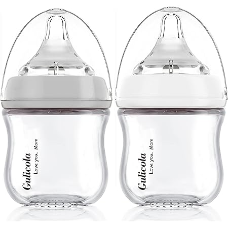 Amazon.com : Gulicola Natural Glass Baby Bottle, Newborn Bottle Set ...