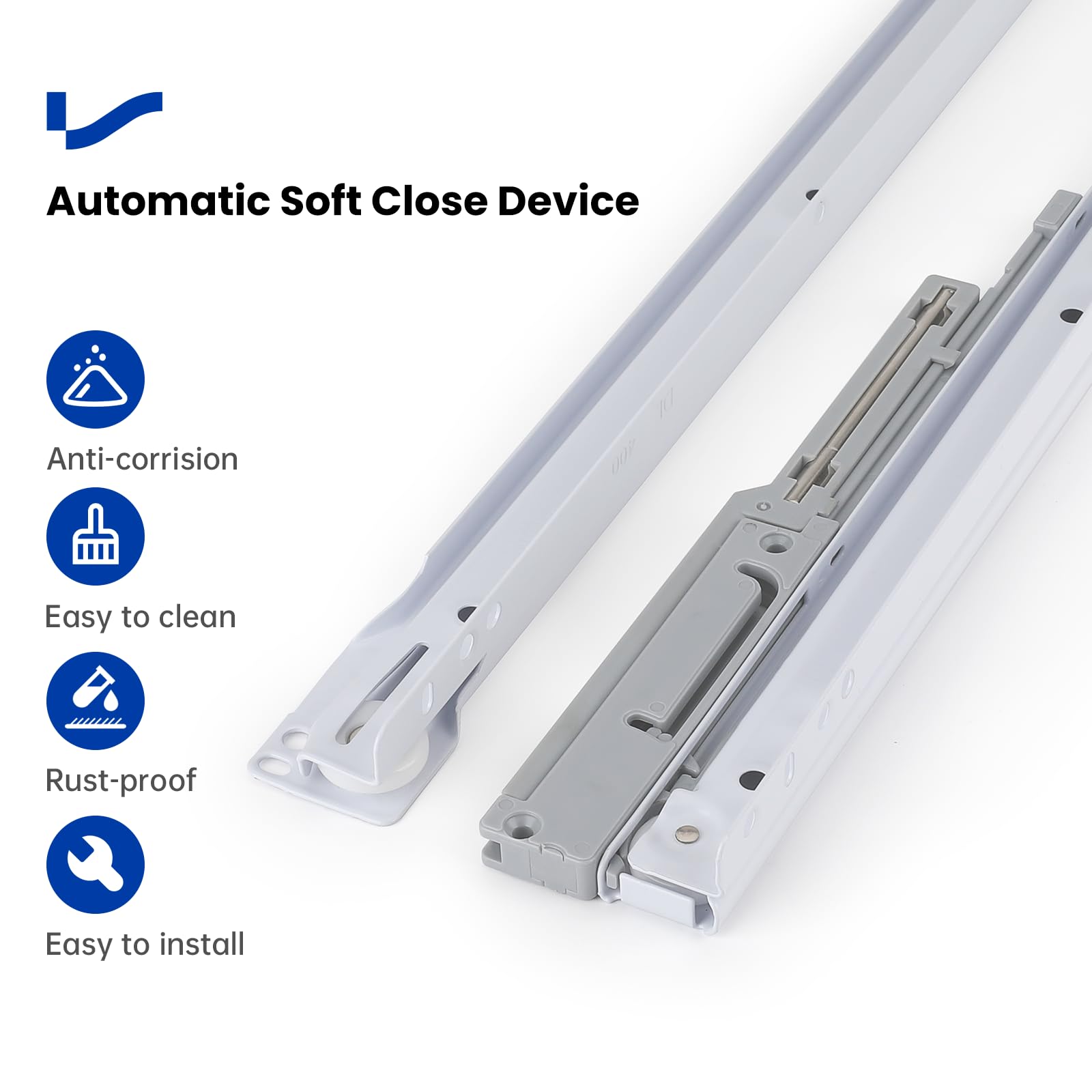 Snapklik.com : LONTAN 2 Pair Bottom Mount Drawer Slides 22 Inch Soft ...