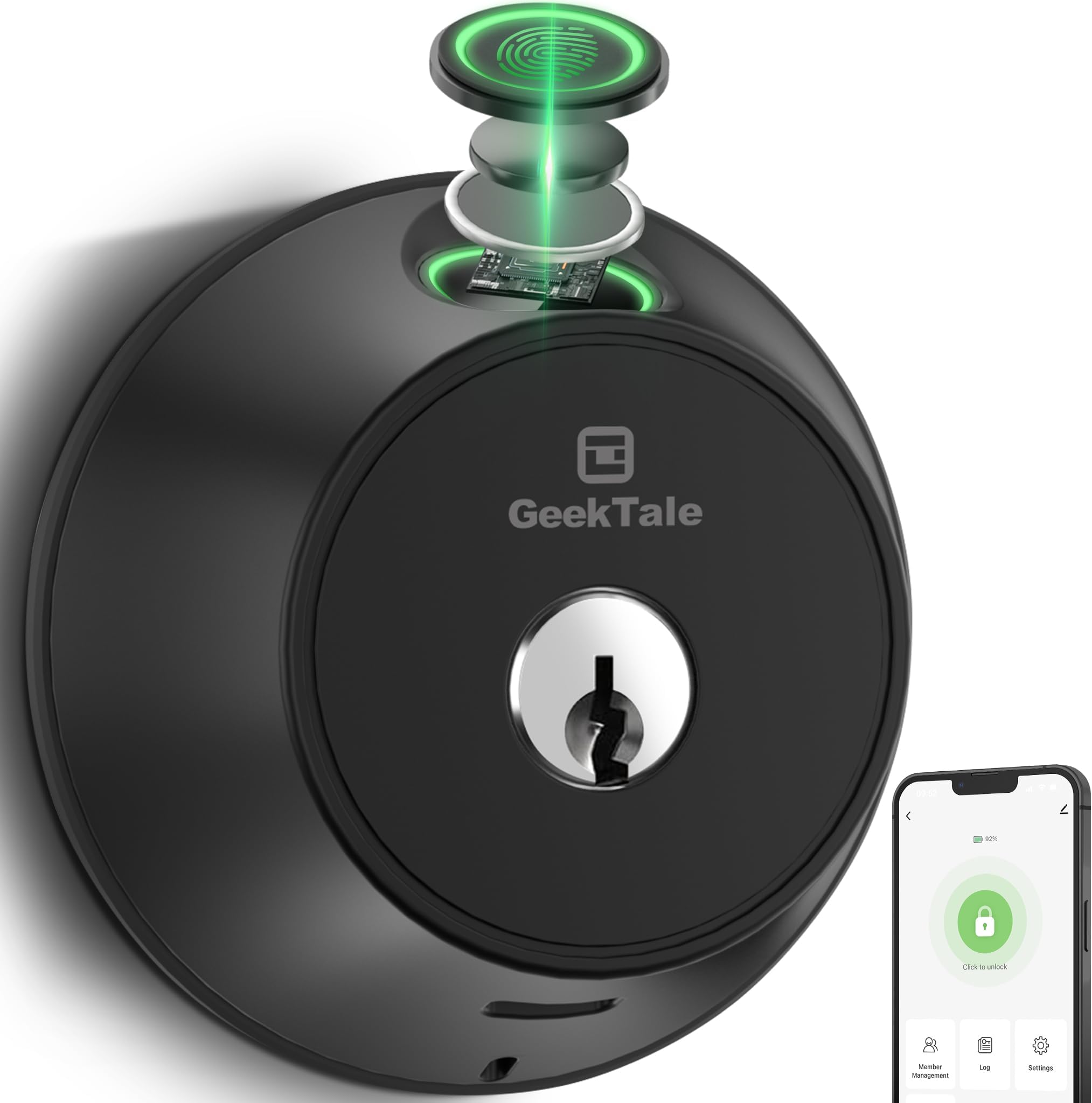 GeekTale Fingerprint Door Lock, Keyless Entry Door Lock Deadbolt with ...