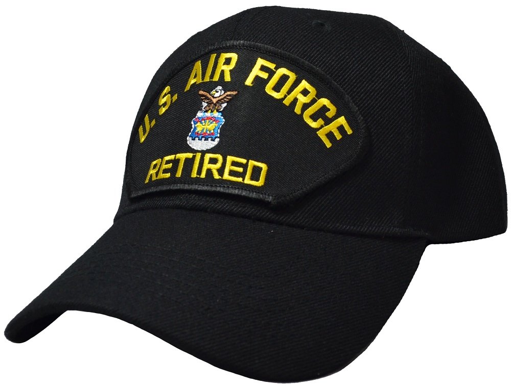 Amazon.com: Military Productions US Air Force Retired Cap Black ...