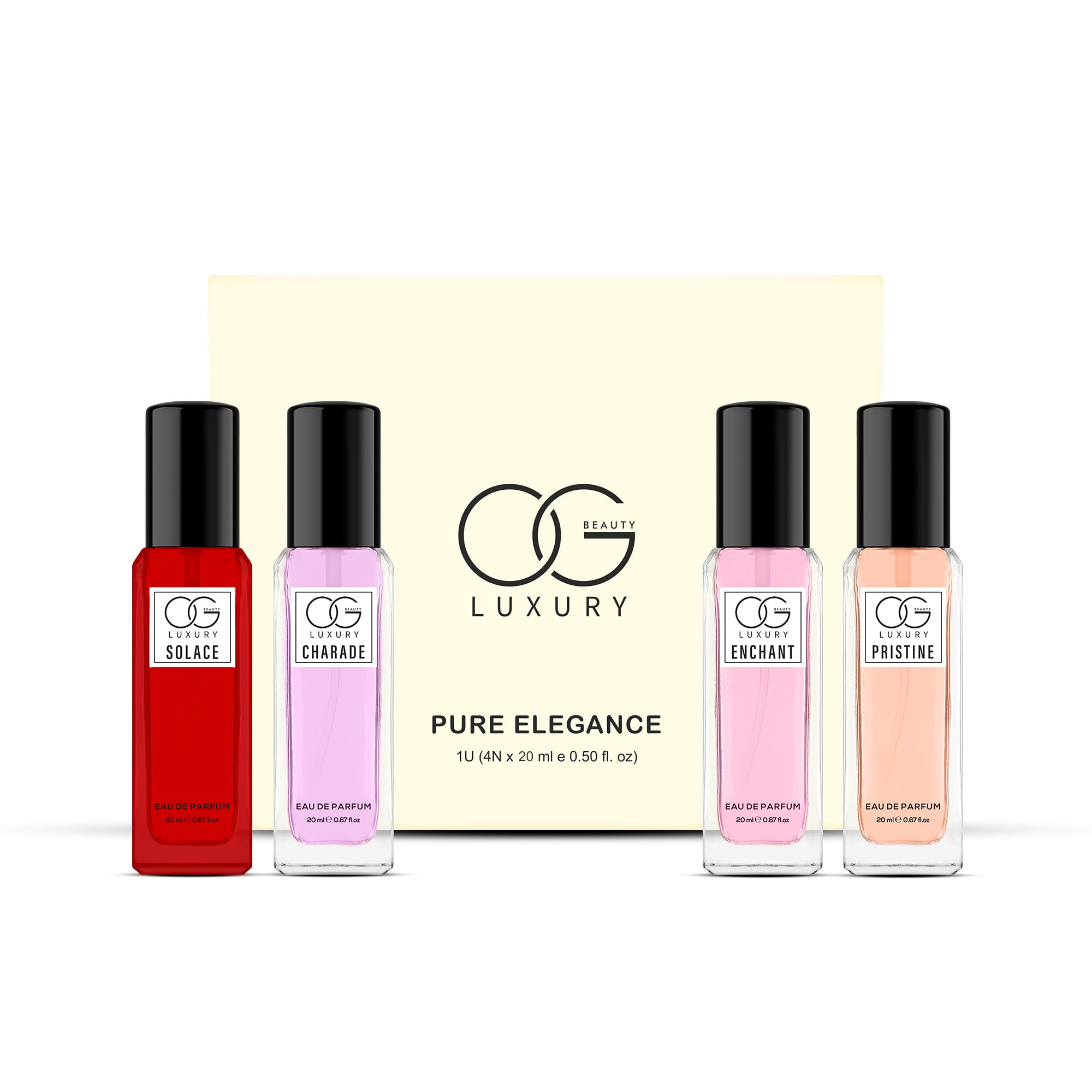 Buy OG BEAUTY LUXURY Fragrances Pack of 4, 20ml | Charade, Solace ...
