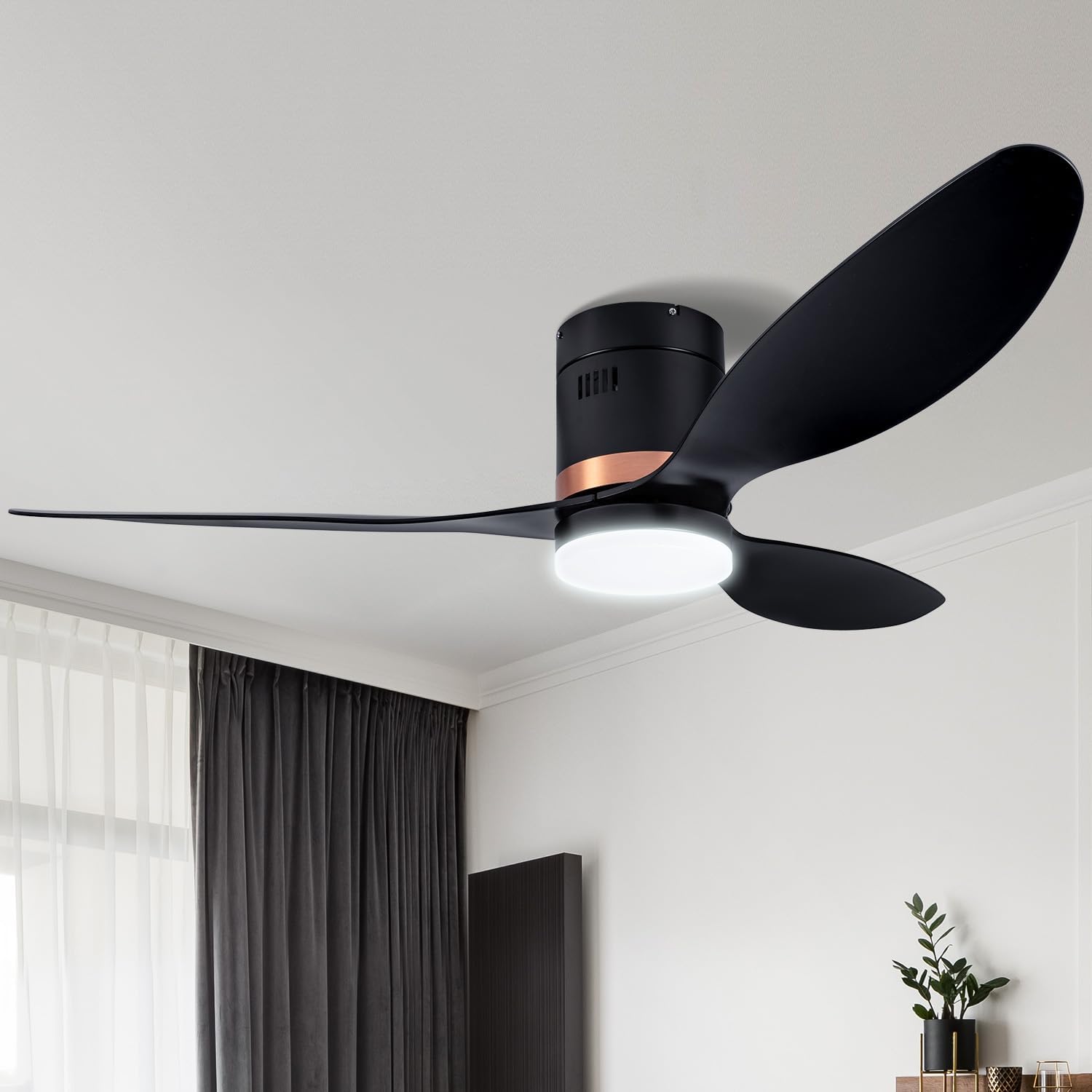 Soilsiu 52 Inch Low Profile Ceiling Fan with Light and Remote, Quiet Dc ...