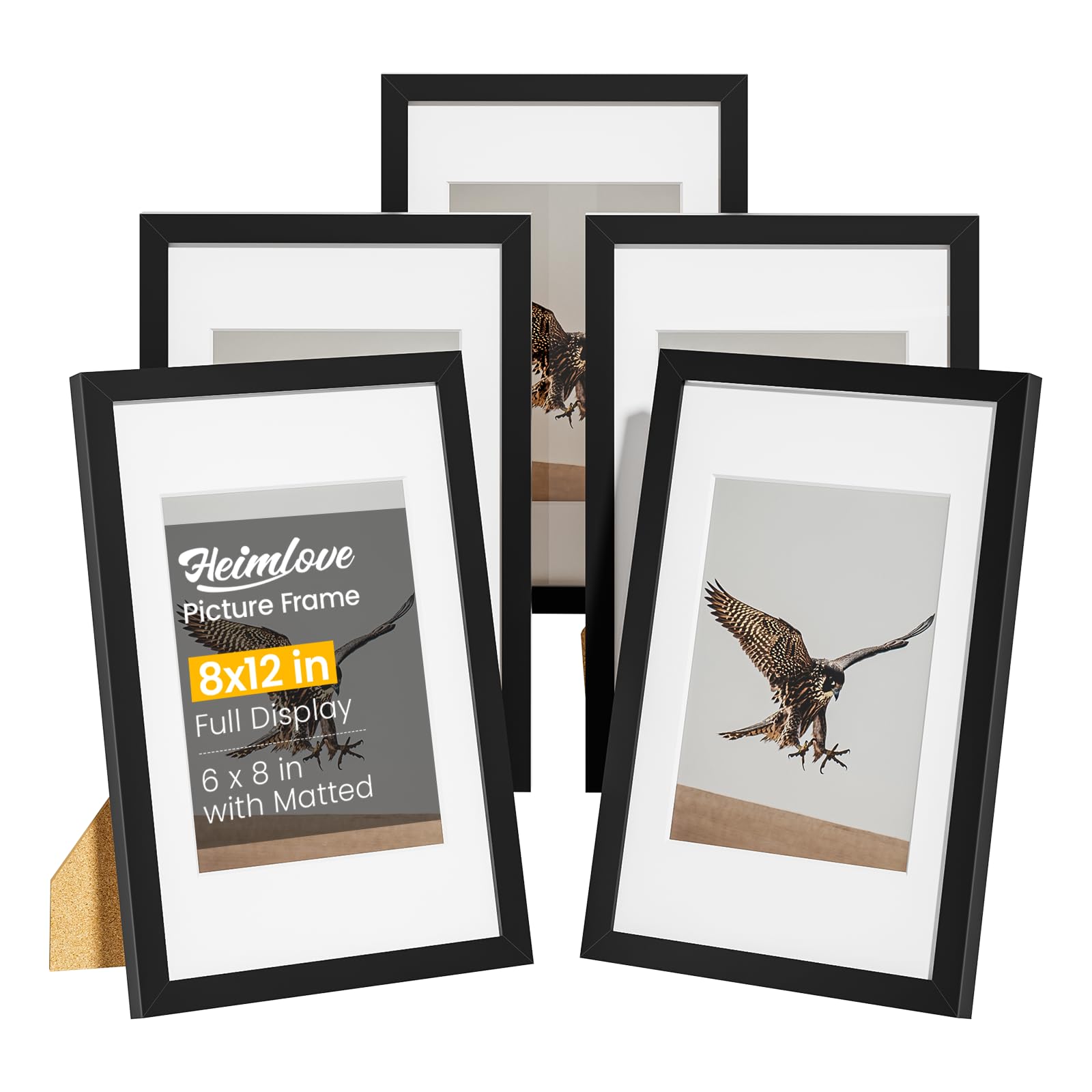 Amazon.com - Heimlove 8x12 Picture Frames with Mat to Display 6x8 ...