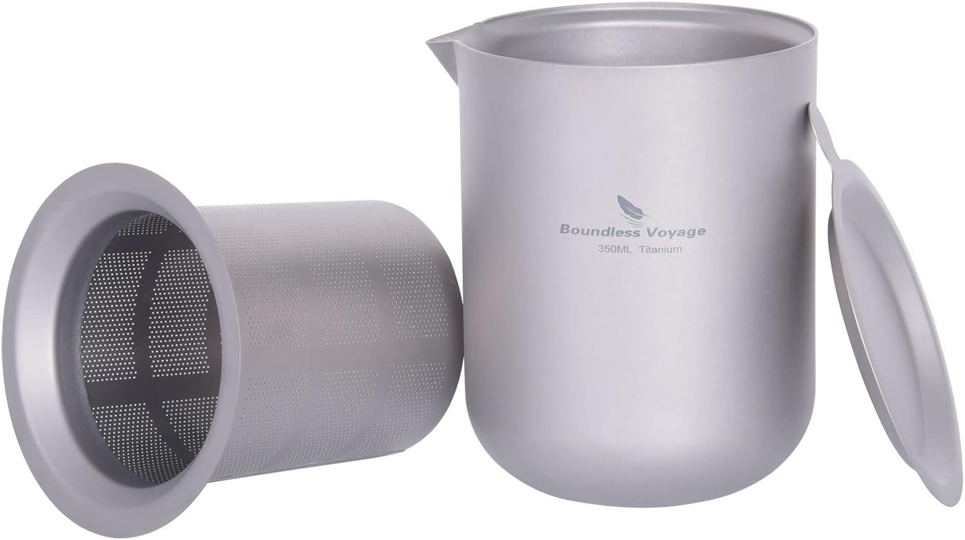 Boundless Voyage 350ml Titanium Double-Walled Tea Cups with Filter ...