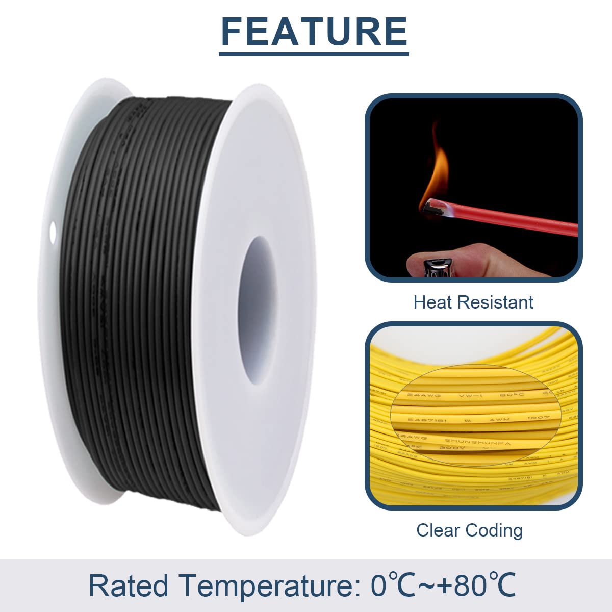 Snapklik.com : DAOKAI 26 Gauge PVC Electrical Wire 300V 26 AWG UL1007 ...