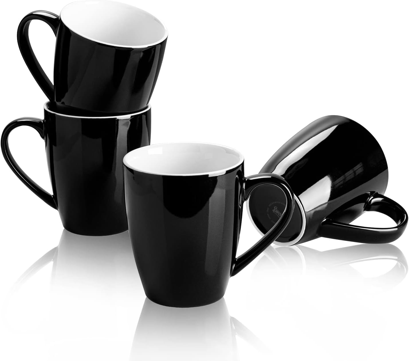Amazon.com: Porcelain White Mugs for Coffee, Tea, Cocoa, Set of 4, 12 ...