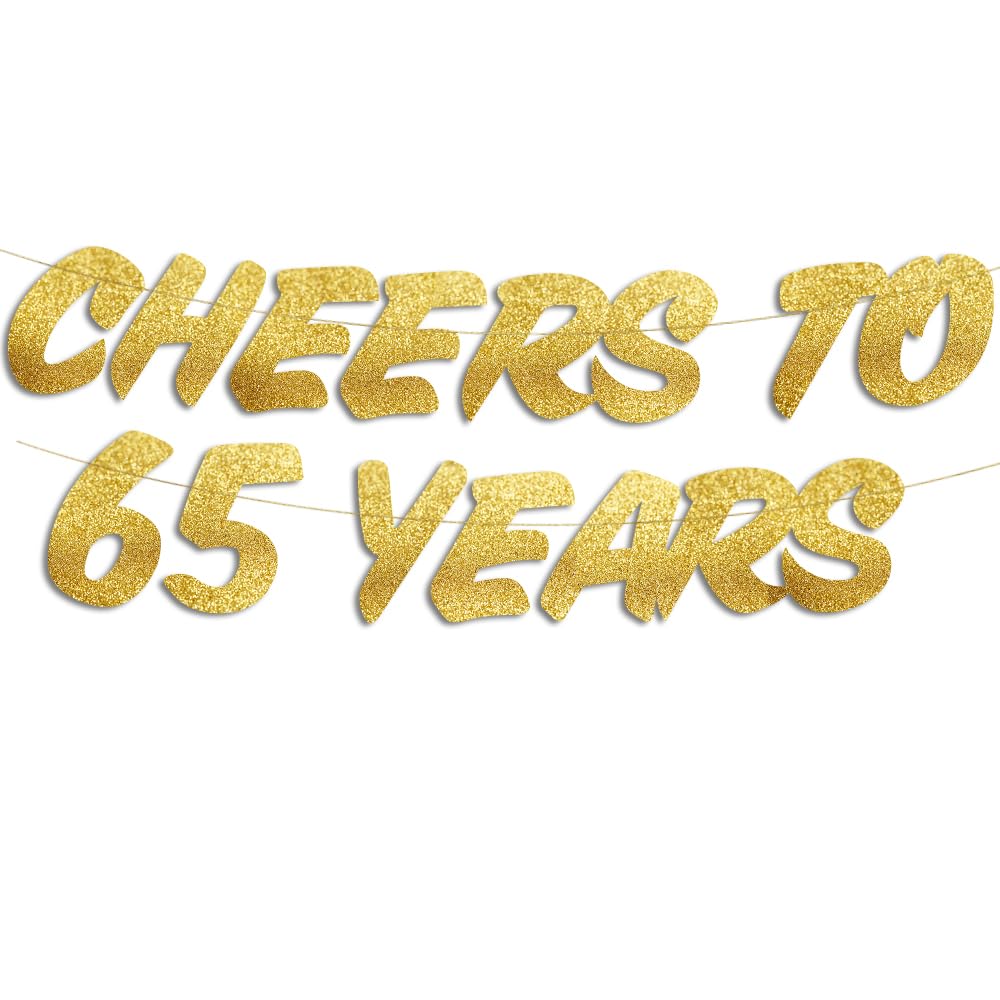 Amazon.com: Cheers to 65 Years Gold Glitter Banner - 65th Birthday and ...