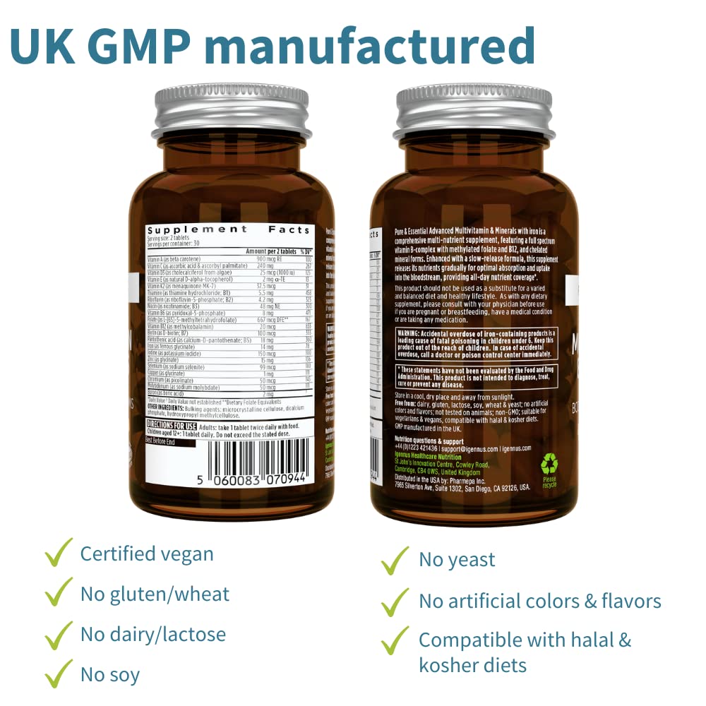 Buy Pure & Essential Advanced Vegan Multivitamin & Minerals for Women ...