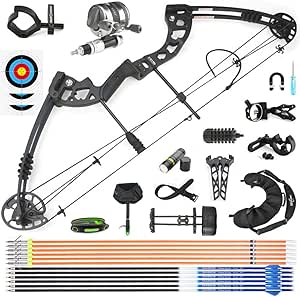 SHARROW Archery Bowfishing Compound Bow Kit 30-55lbs Adjustable Hunting ...