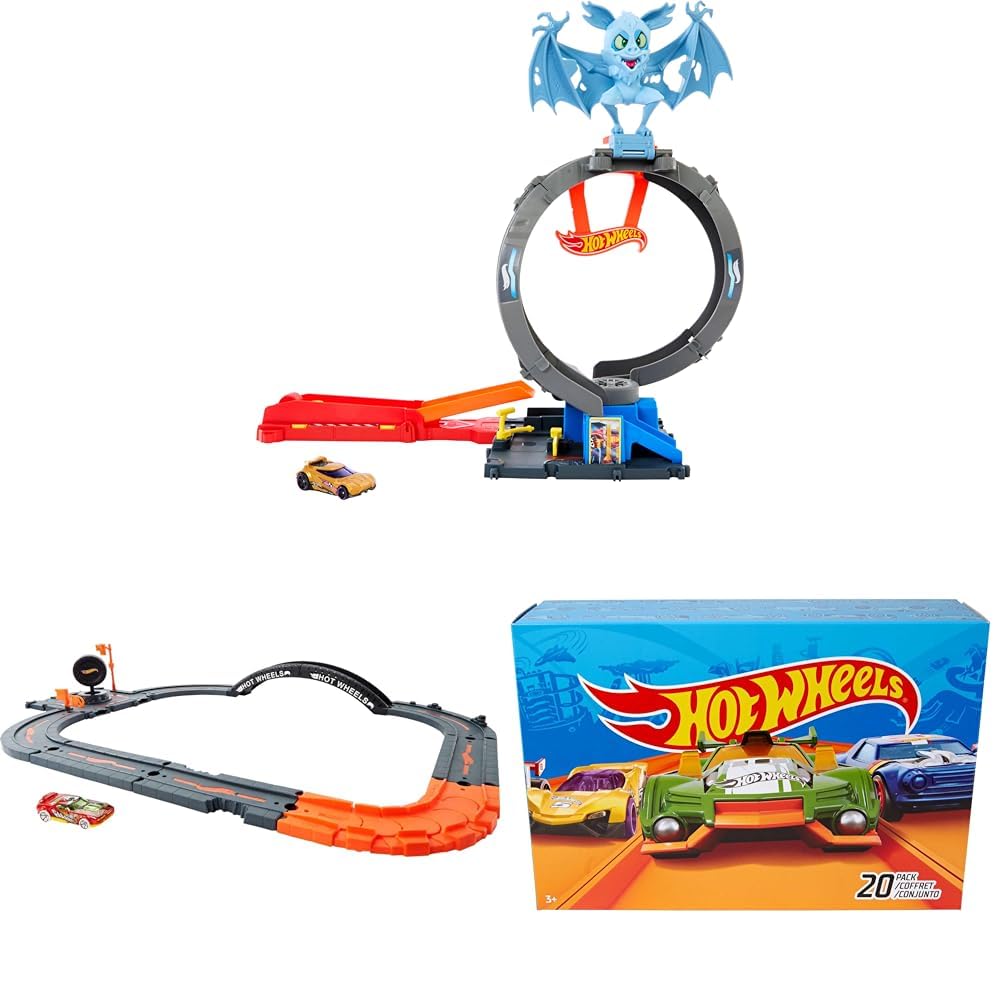 Amazon.com: Bundle of Hot Wheels Bat Loop Attack with Adjustable Loop ...
