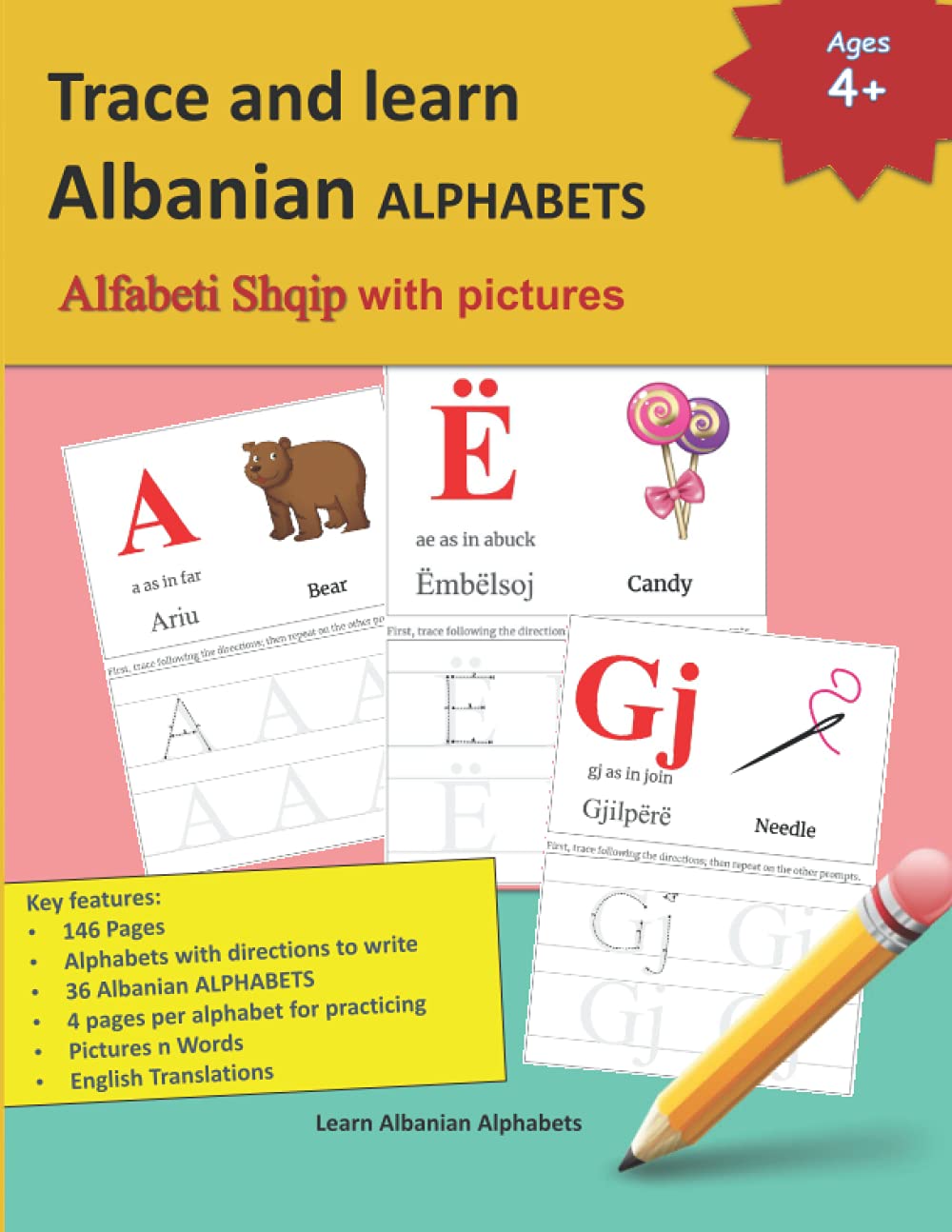 Buy Trace and learn Albanian ALPHABETS: Alfabeti Shqip with pictures ...