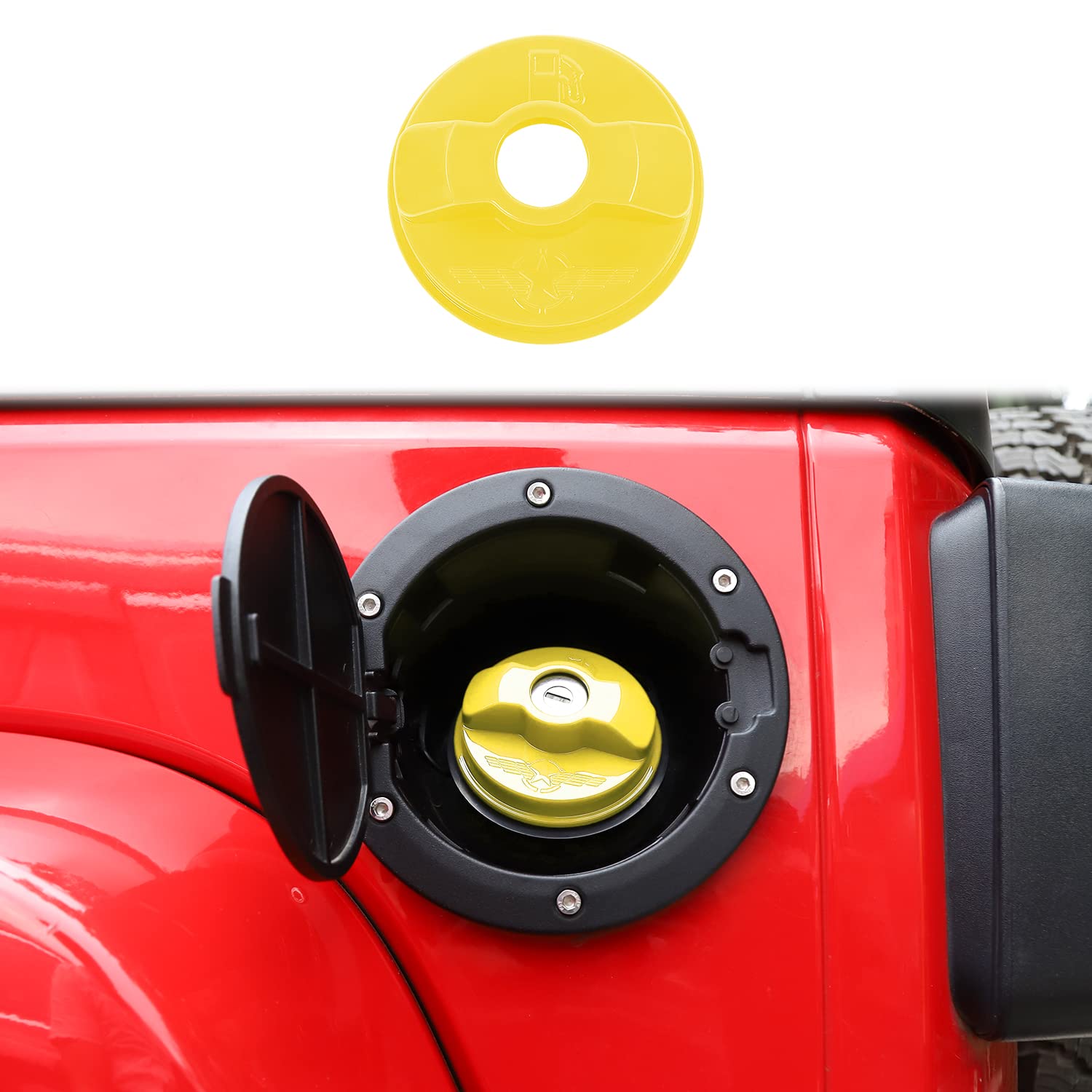 Amazon.com: PDKLIN for Wrangler Gas Cap Cover Trim Compatible with Jeep ...