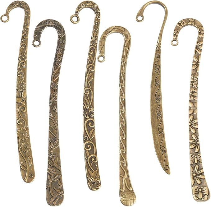 Amazon.com: SUNNYCLUE 12Pcs Hook Bookmarks Bulk Tibetan Style Antique ...