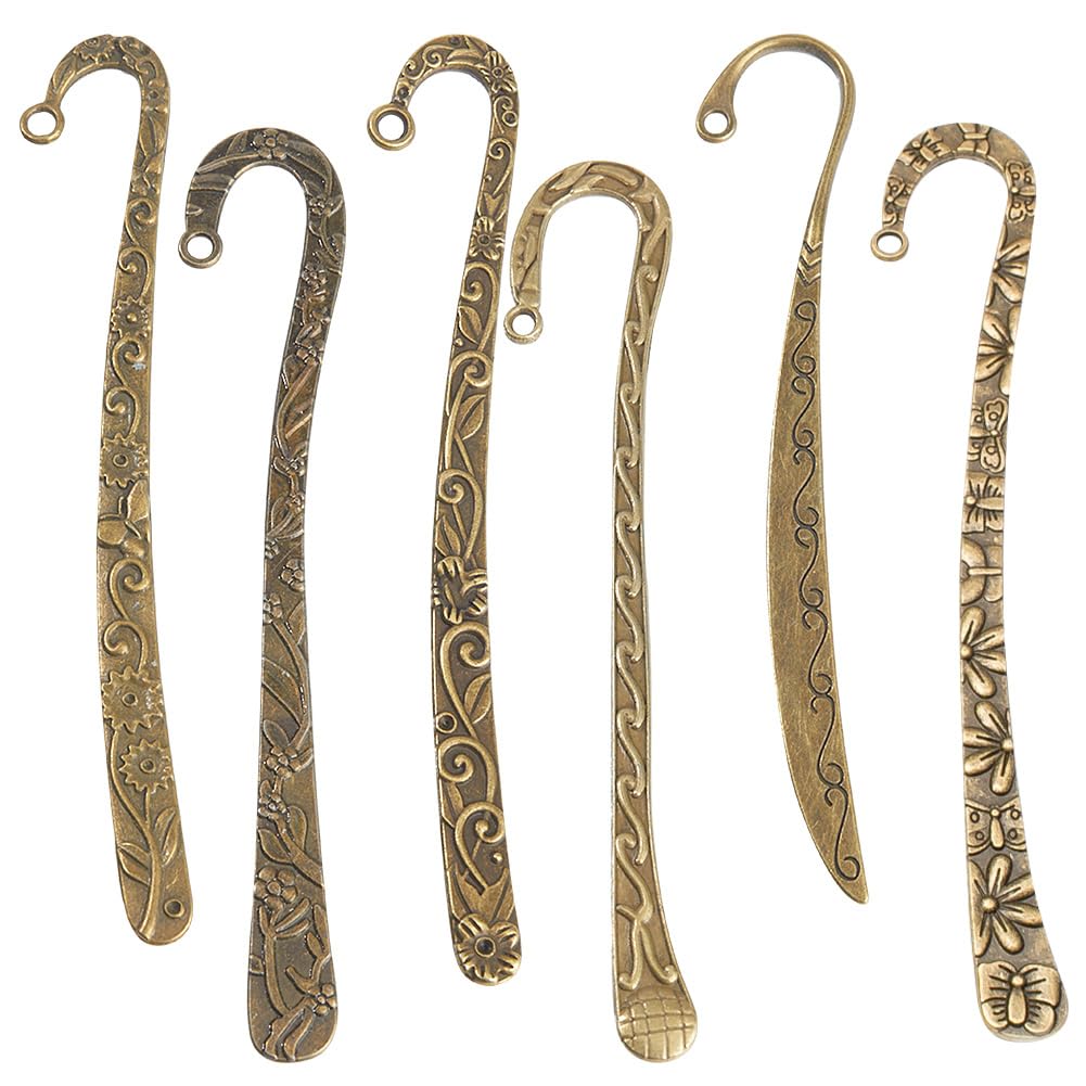 Amazon.com: SUNNYCLUE 12Pcs Hook Bookmarks Bulk Tibetan Style Antique ...