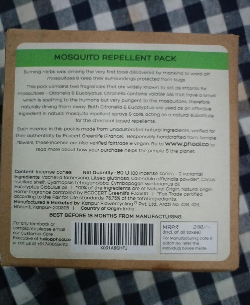 PHOOL LUXURY INCENSE Mosquito Repellent|Pack Of 2(80 Organic Dhoop ...