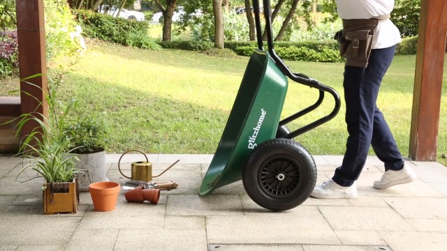 Watch 5 Cu'ft Green Steel Garden Dual-Wheel Utility Dump Cart on Amazon ...