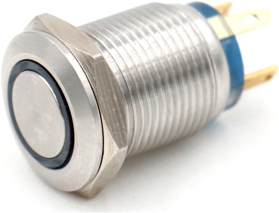 Baomain Blue LED Light 3V 12mm stainless Steel Momentary Push Button ...