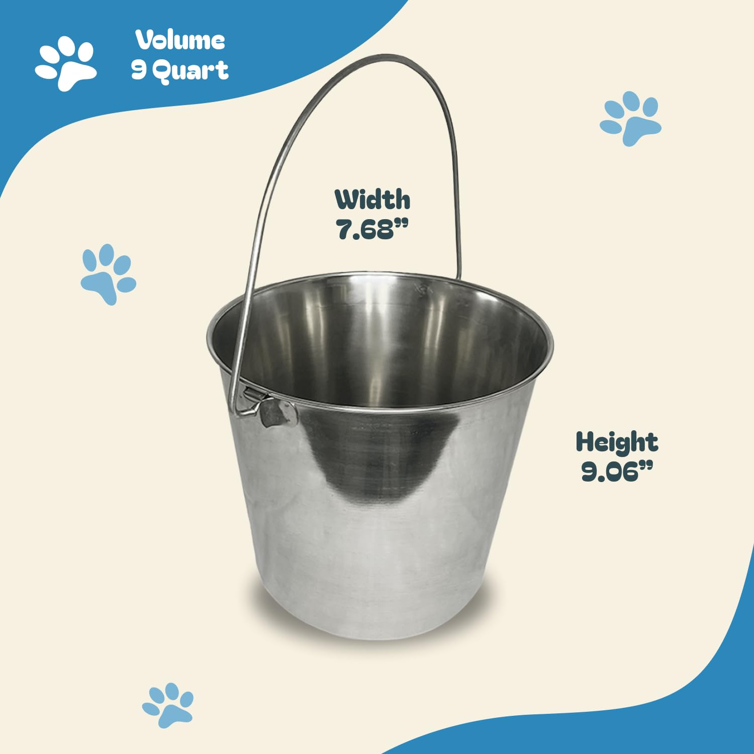 Snapklik.com : Heavy Stainless Steel Round Bucket, 9 Quart Durable Food ...