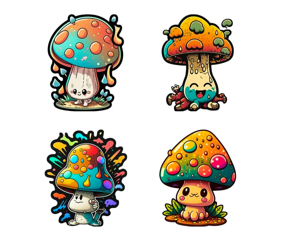 Amazon.com - Cute Magic Mushrooms Vinyl Sticker - (Mushrooms Pack) 5 x ...