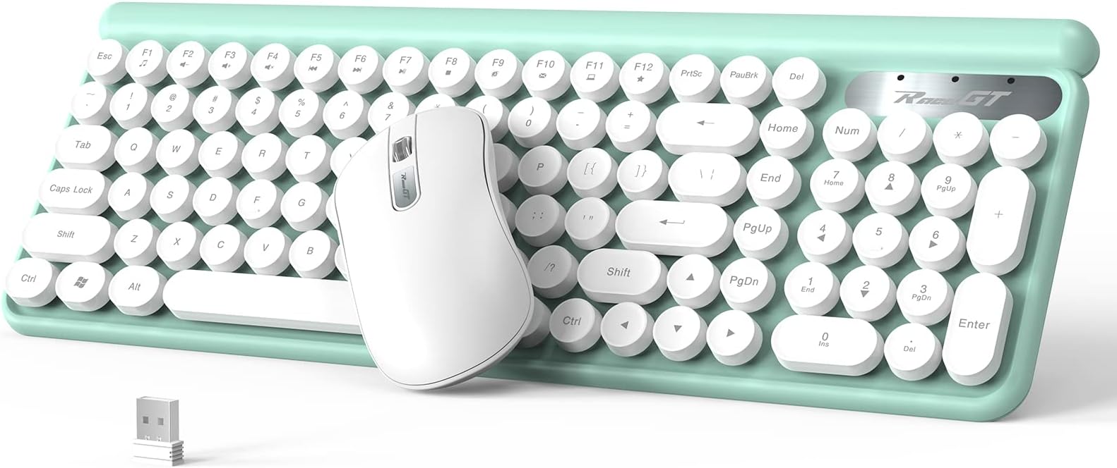 Amazon.com: Wireless Keyboard and Mouse Backlit - Retro Round Keycaps ...