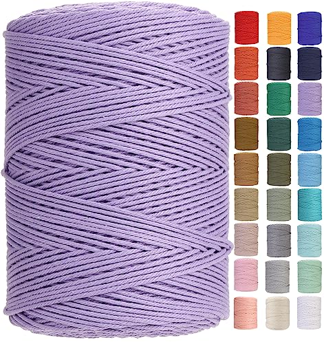 GOHOF Macrame Cord 3mm x 450m Premium Cotton Macrame Rope, 4 Strand ...