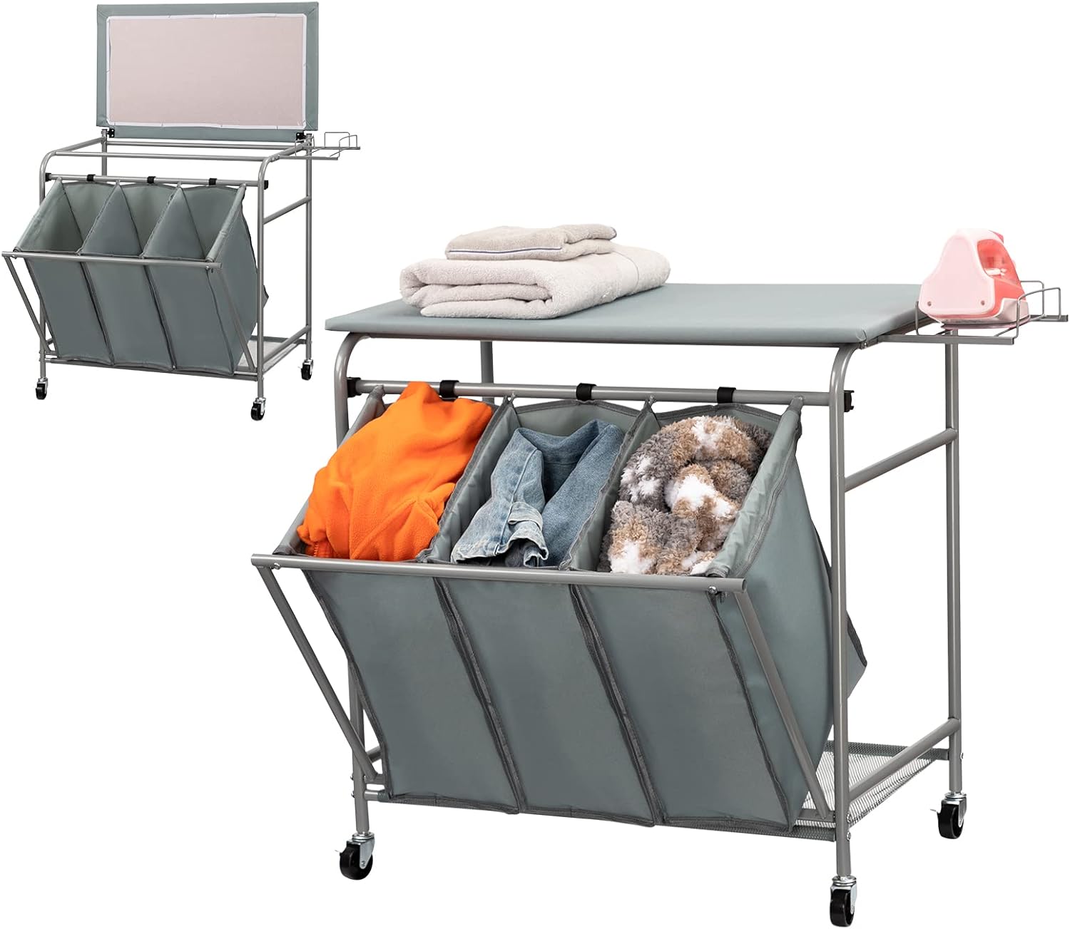 Amazon.com: ALIMORDEN Laundry Sorter Cart with Iron Rack and Ironing ...