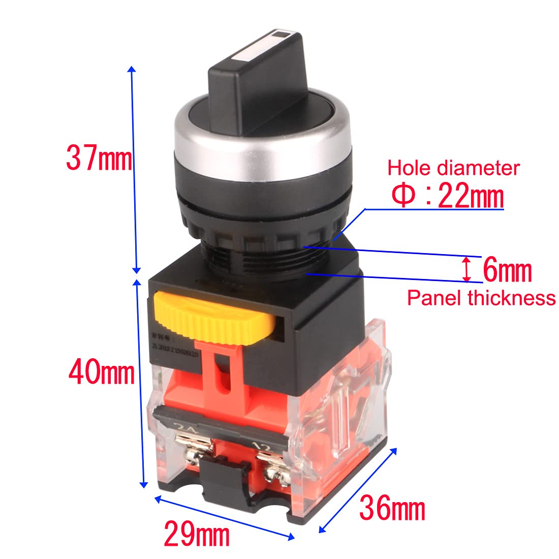 GUUZI 22mm Maintained Waterproof Self-Lock Switch Selector Rotary Switch, 660VAC Voltage and 10A ...