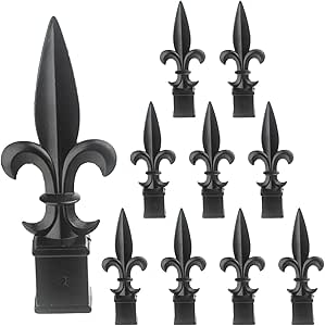 Amazon.com : Fence Finials Fleur De Lis High-Impact Aluminium Alloy Black Finial Fence Topper ...