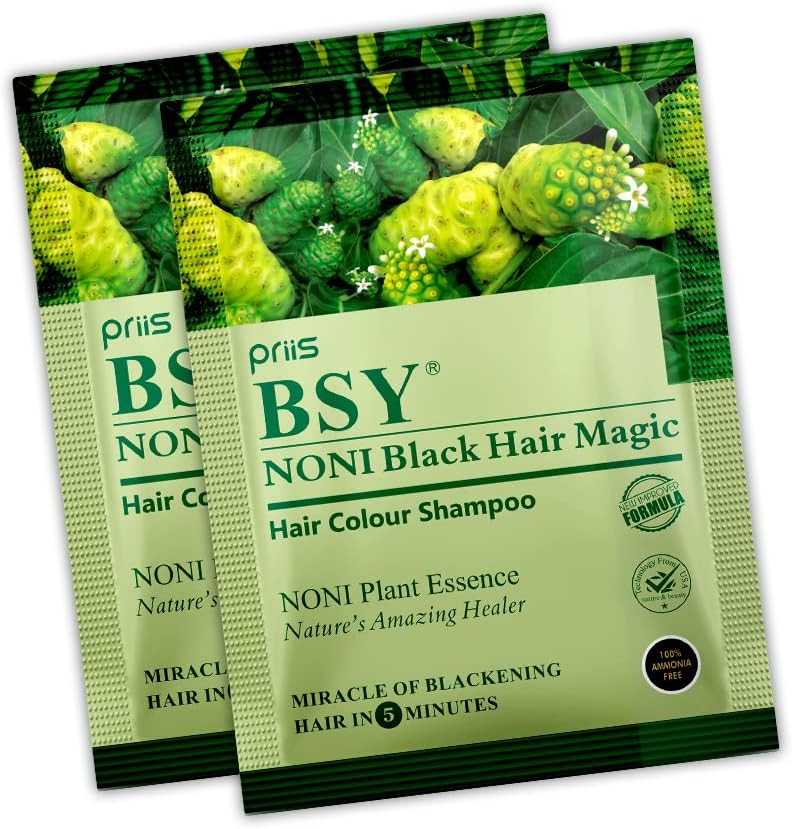 Amazon.com : BSY Noni Black Hair Magic Hair Color Shampoo - Ammonia ...