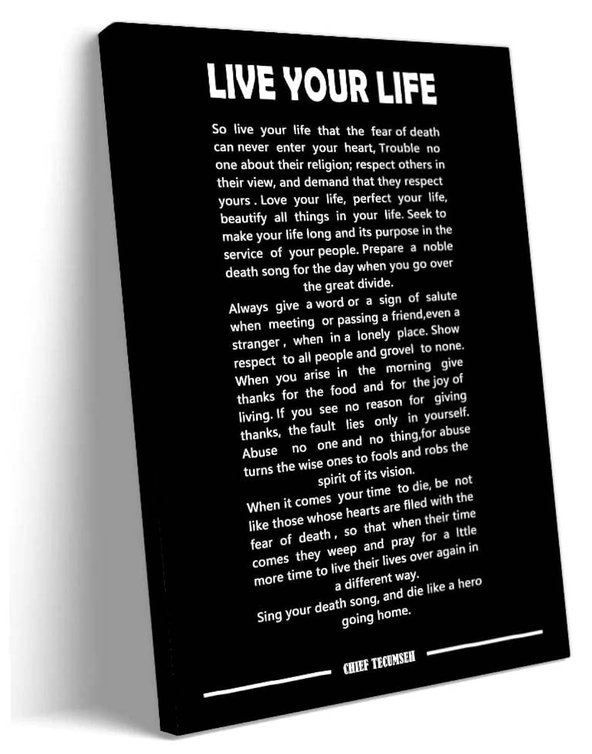 Amazon.com: Live Your Life Poem Wall Art Modern Framed Motivational ...