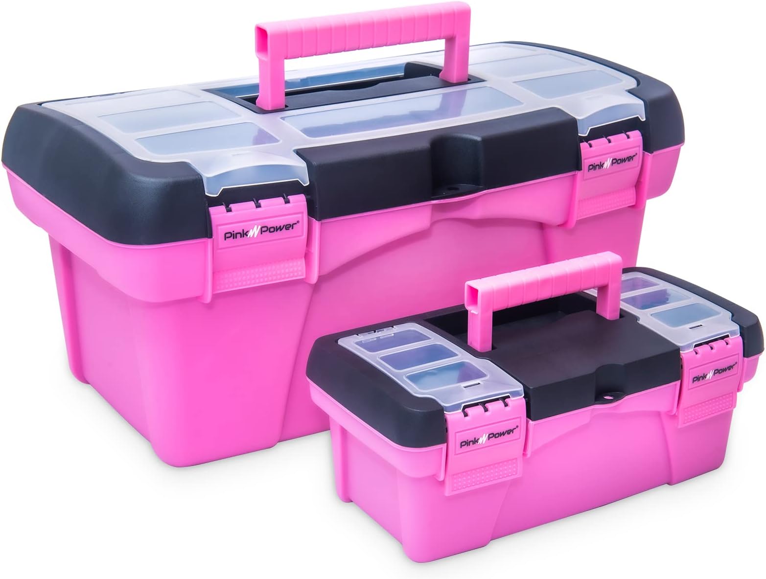 Pink Power Pink Tool Box for Women - Sewing, Art & Craft Organizer - Small & Large Plastic Tool ...