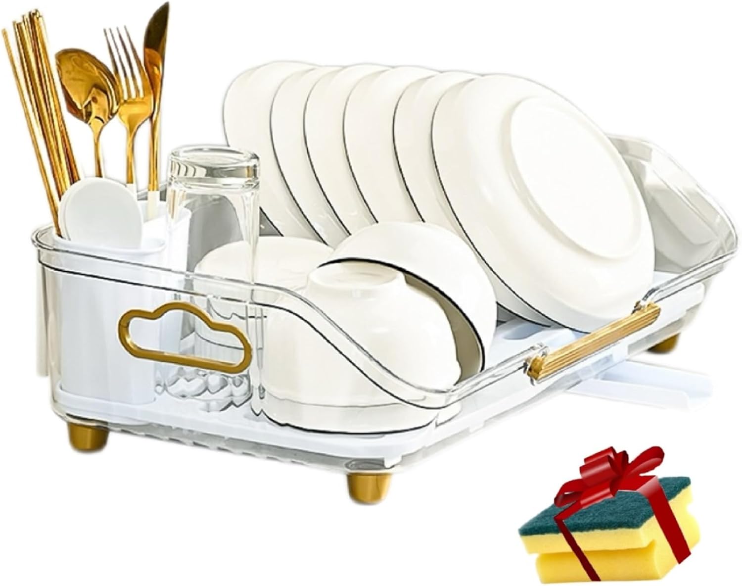 Amazon.com - Usknxiu Clear, Drying Dish Rack, Plastic Dish Drying Rack ...