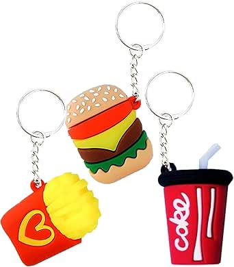 Amazon.com: GOODYEZZ Fast Food Keychain Charm Set - Burger, Fries, and ...