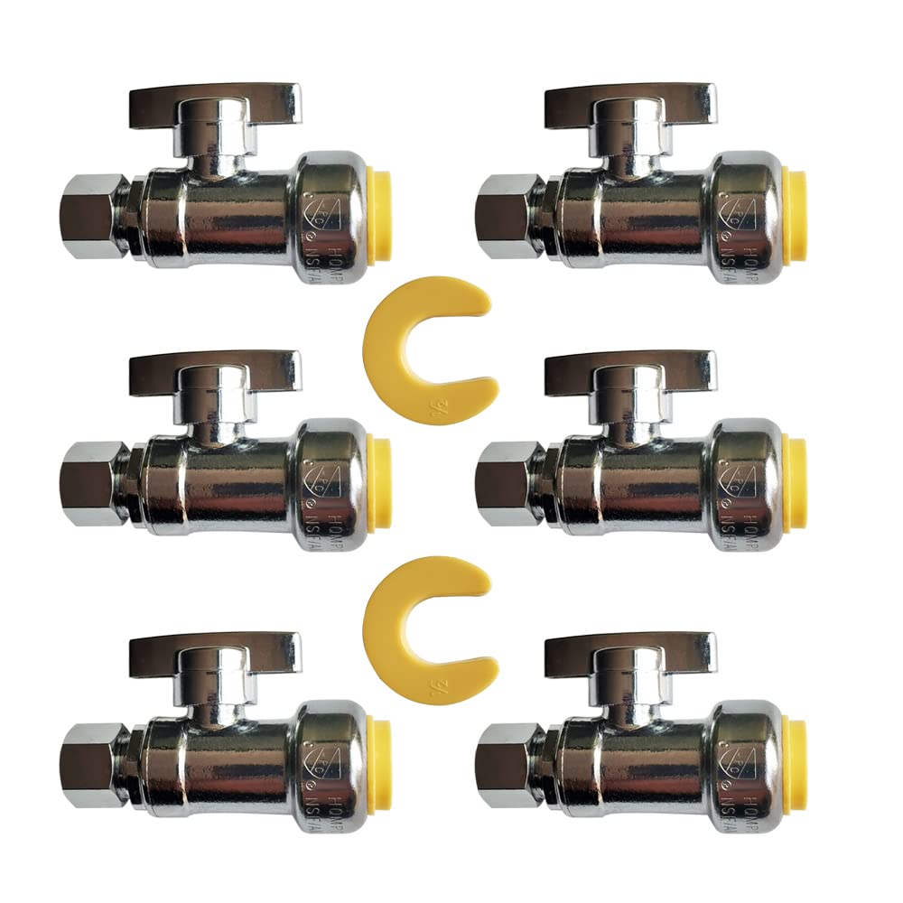 Buy HQMPCStraight Angle Valve Push Fit Water Stop Valve 1/2"X3/8" 6Pcs ...