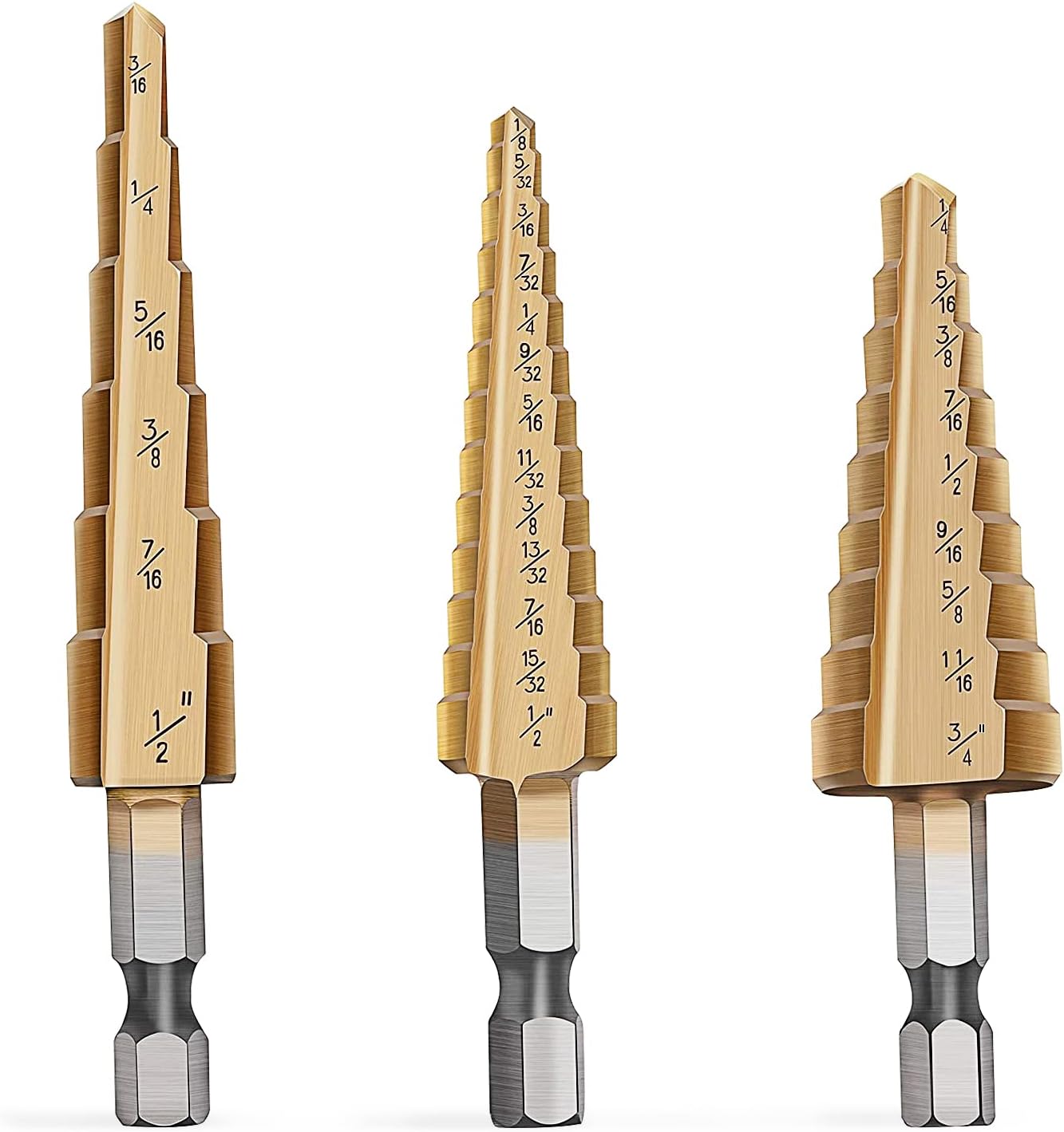 Knoweasy Step Drill Bit Set - 3PCS High-Speed Steel Drill Kit for Metal ...