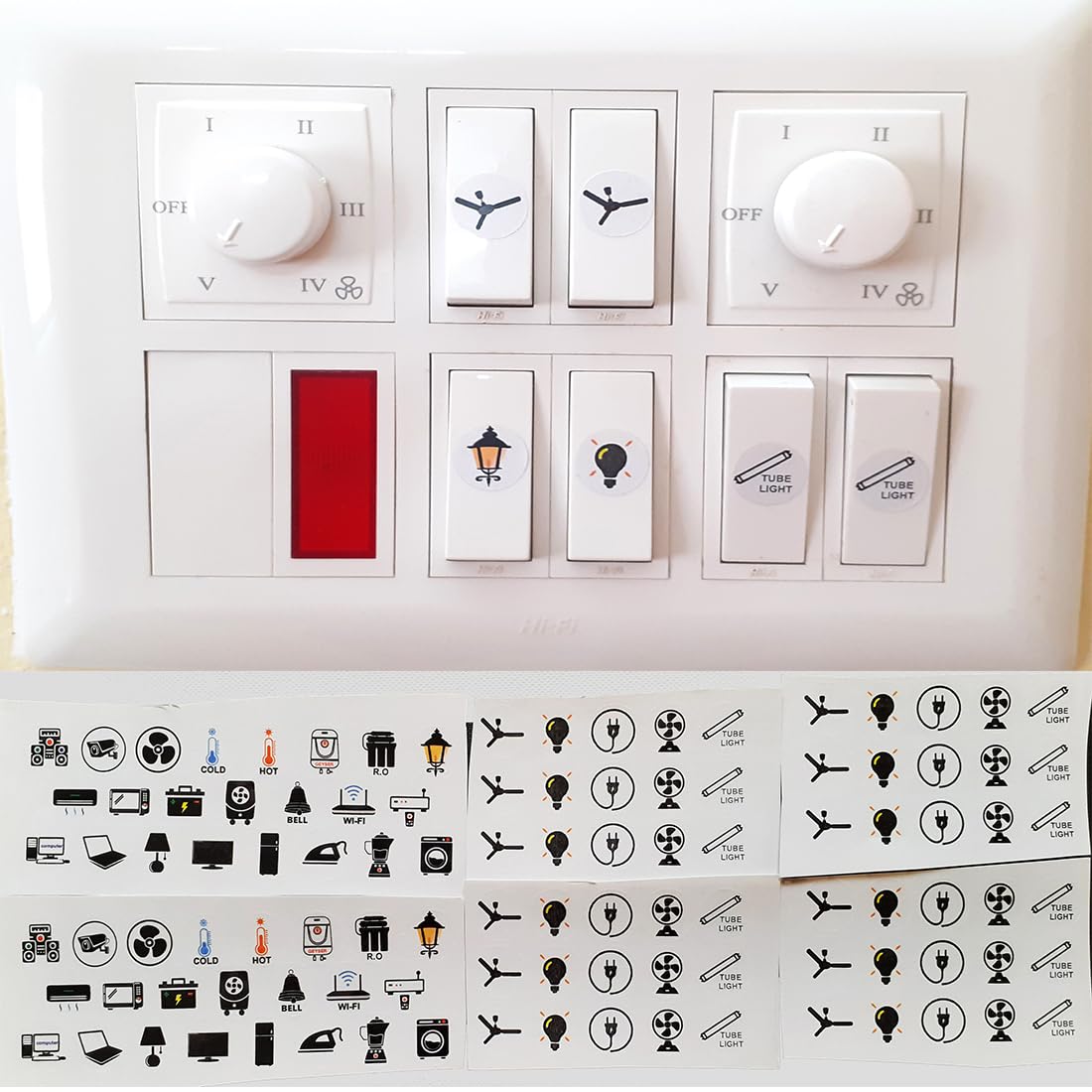 Fe Mus Artwala Vinyl Switch Board Stickers 106 Stickers for Home Office ...