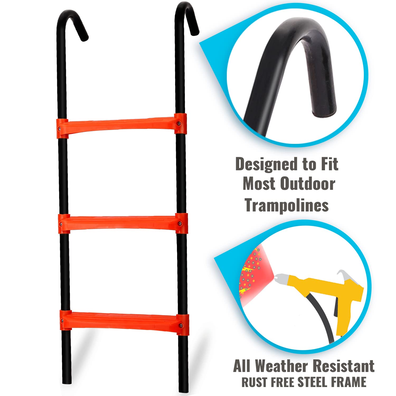 Snapklik.com : Trampoline Ladder - 3 Step Wide Universal Trampoline ...