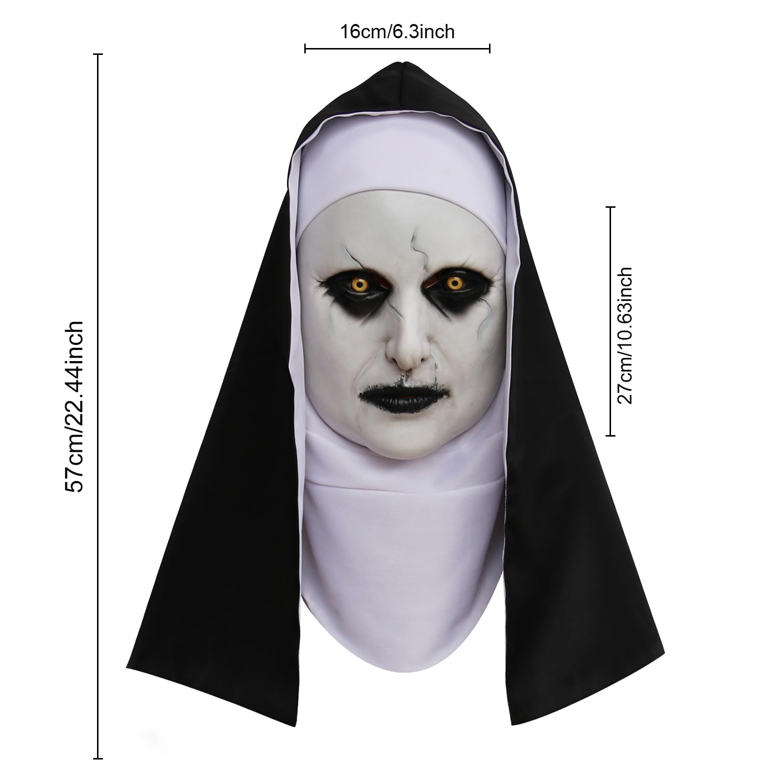 MXJFYY Scary Cosplay Costume Mask, Scary Full Head Nun Costume Mask ...