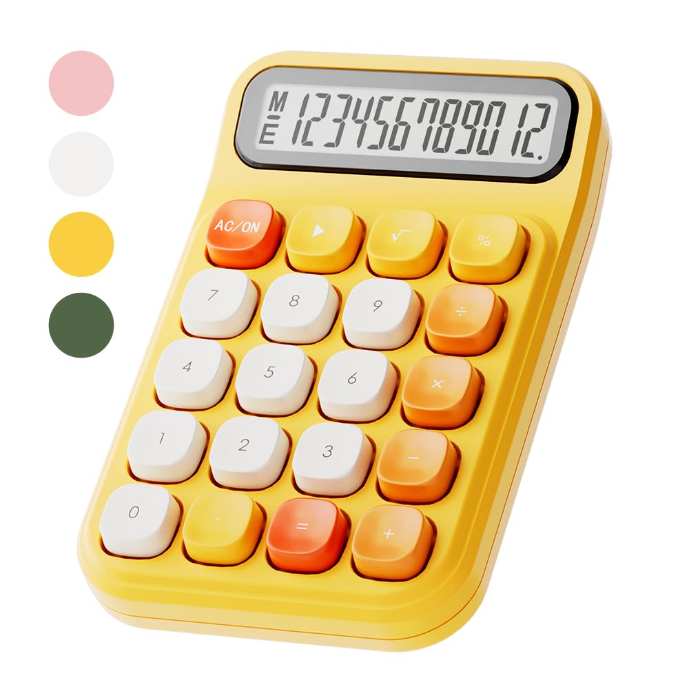 M&G Desk Calculator with Mechanical Buttons, 12 Digit Large LCD Display ...