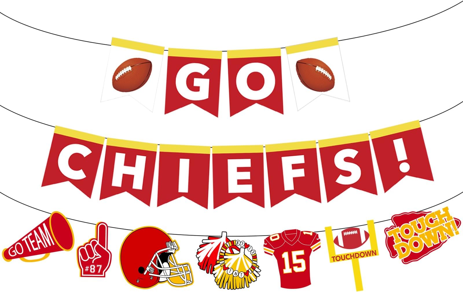 Amazon.com: Go Chiefs Football Banner Party Decorations, Chiefs ...