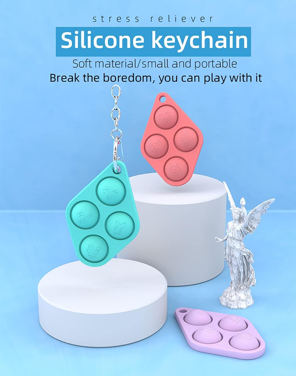 Sichy 3 Pack Push Bubble Sensory Toy Mini Fidget Sensory Toys Keychain ...