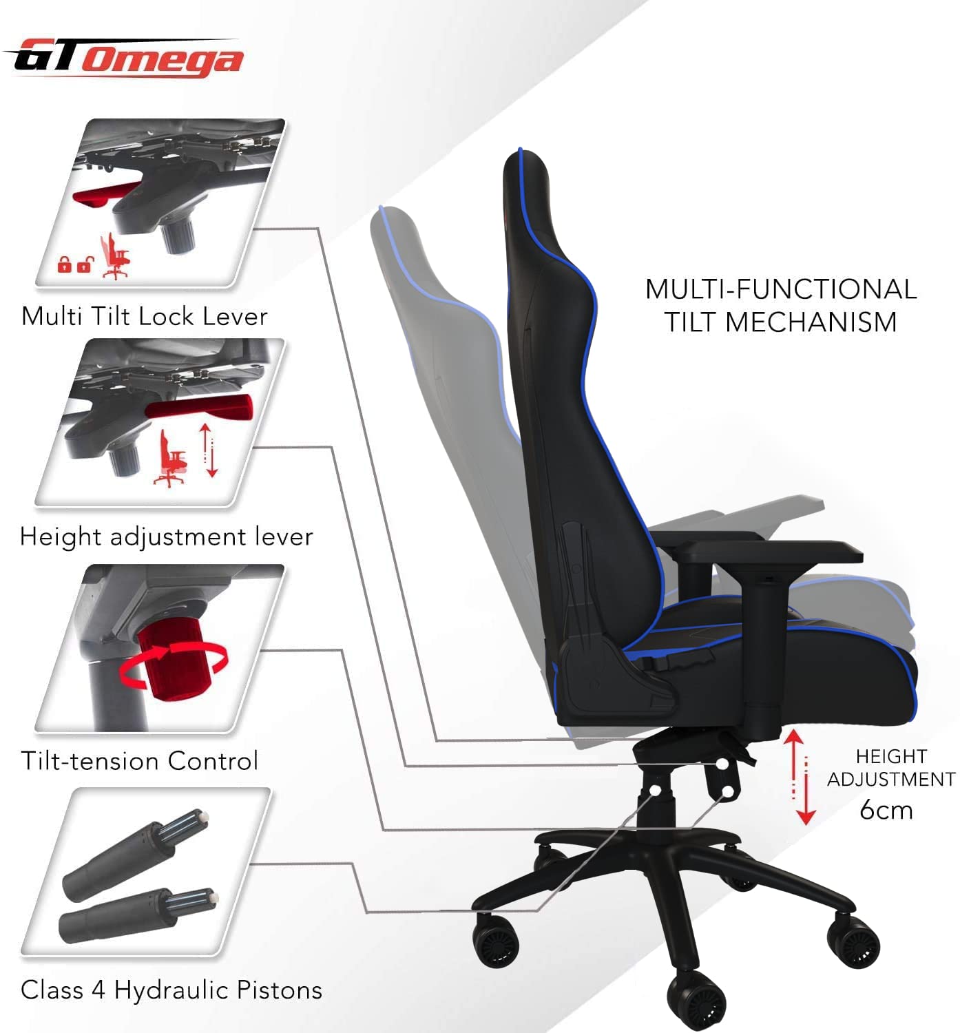 Buy GT OMEGA PRO XL Racing Gaming Chair with Lumbar Support - Ergonomic ...