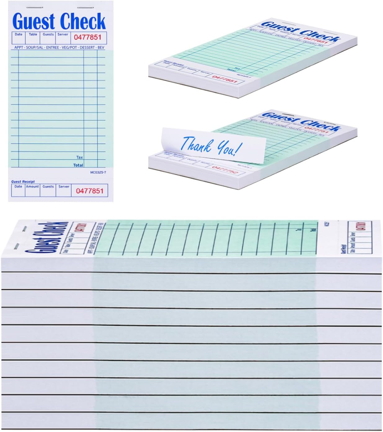 Amazon.com: Methdic Guest Checks Server Note Pads 500 Orders Waitress ...