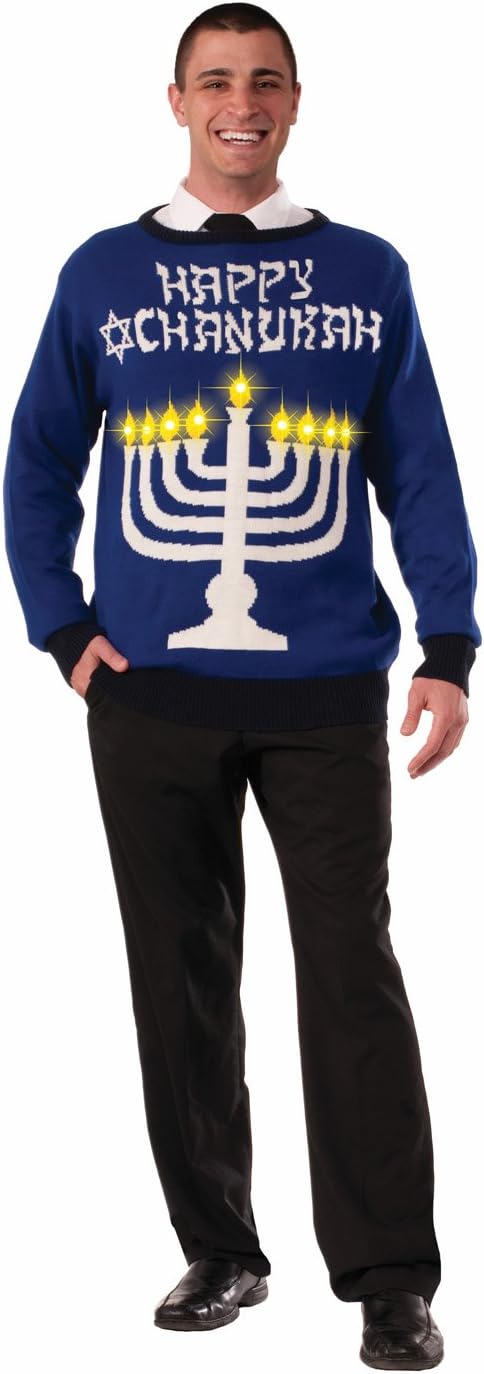 Amazon.com: Forum Novelties Adult Lite-up Menorah Chanukah Sweater, X ...