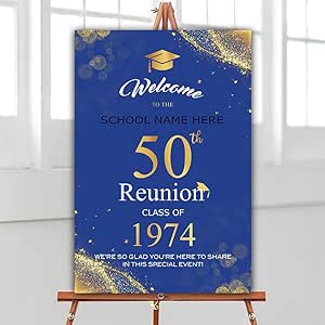 Amazon.com: 50th Class Reunion Personalized Welcome Sign, Class Reunion Decorations Sign, 50 ...