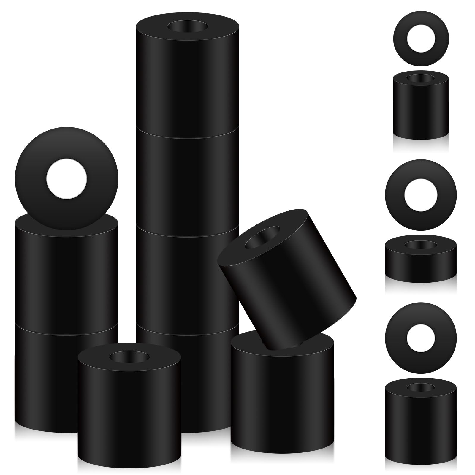 Swpeet 10Pcs Black 1" OD x 3/8" ID x 1" Thickness Multi Purpose ...