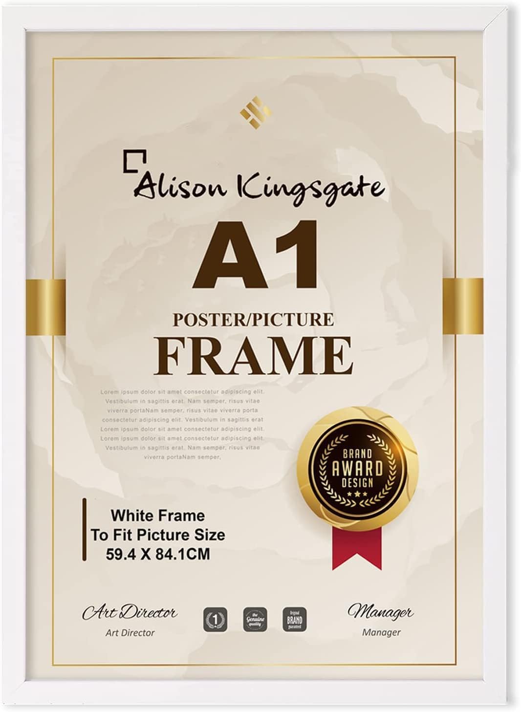 Athena Thin Matt White Picture Frame, A1 Size, 59.4 x 84 cm, : Amazon ...