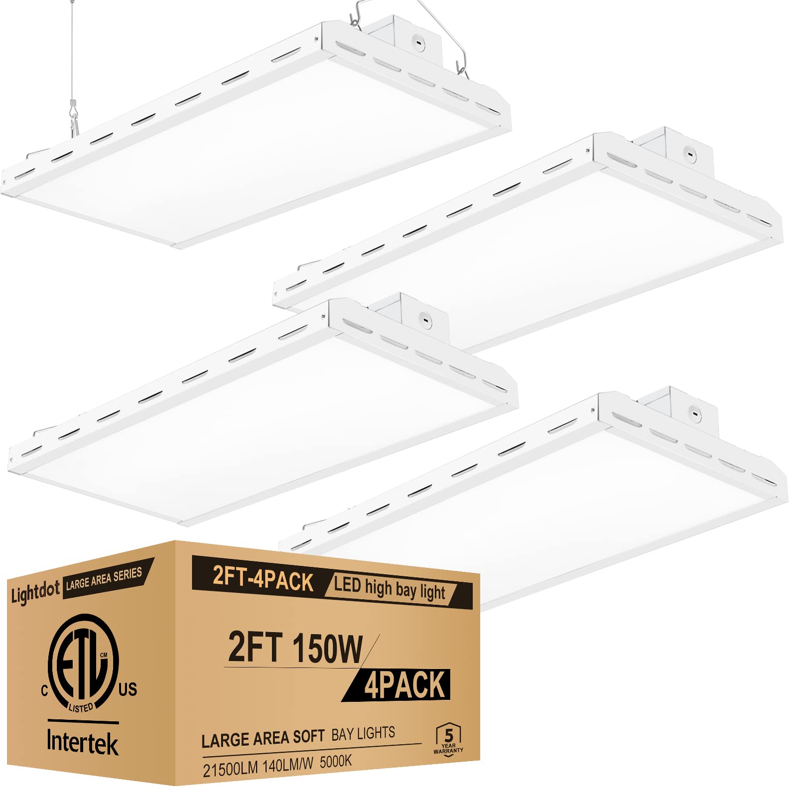 Lightdot 4 Pack LED High Bay Shop Light, 2FT 150W 21500LM 140LM/W [500W ...