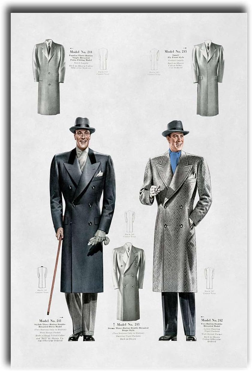 Amazon.com: Canvas Print PosterRetro Men's Fashion Illustration Mid ...